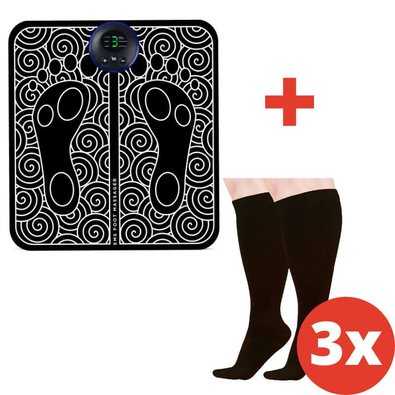 1x NMES Foot Massager + 3 Pairs Extra Wide Compression Socks (fmal ...